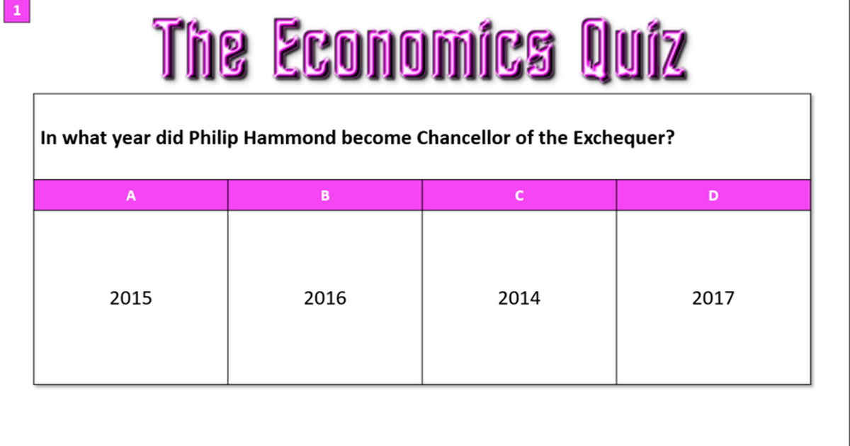 Economics Quiz starter quiz | Economics | tutor2u