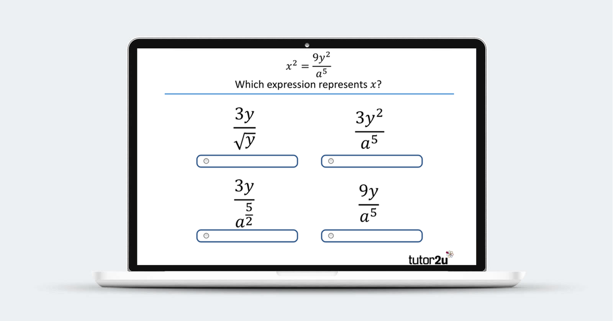 Algebraic Indices Revision Quiz | Maths | tutor2u