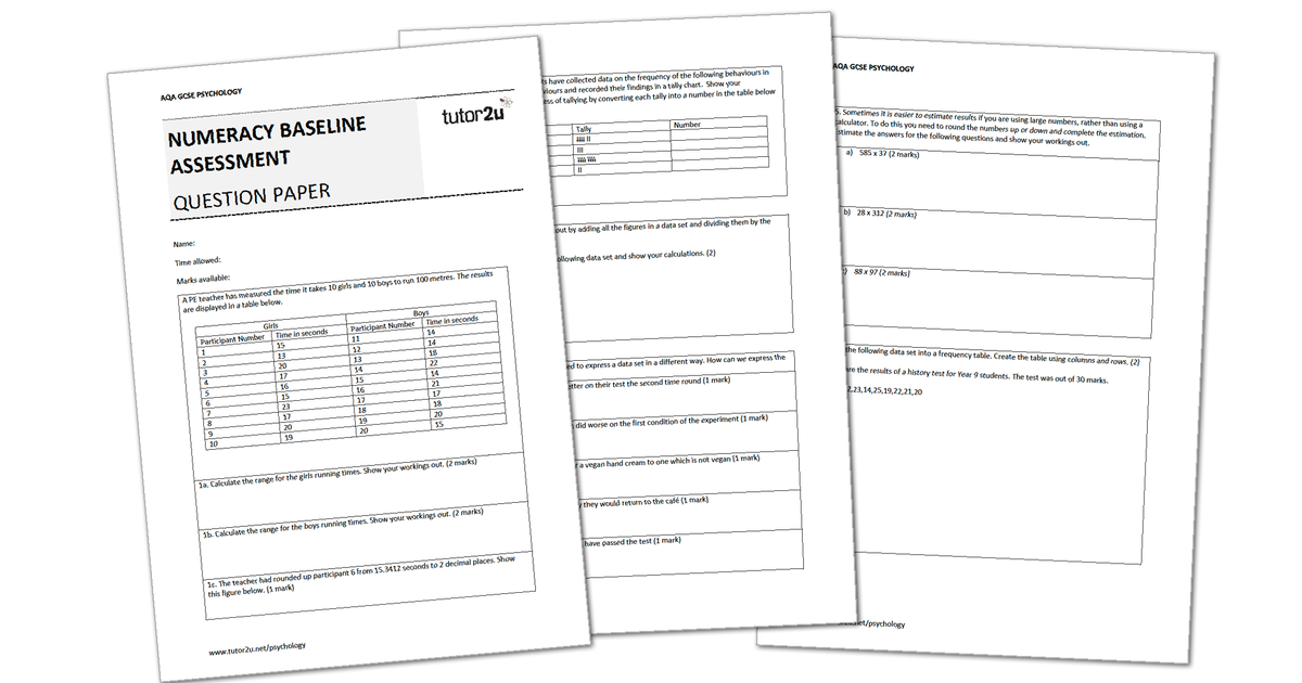 Teaching Activity | Baseline Numeracy Assessment for AQA GCSE ...