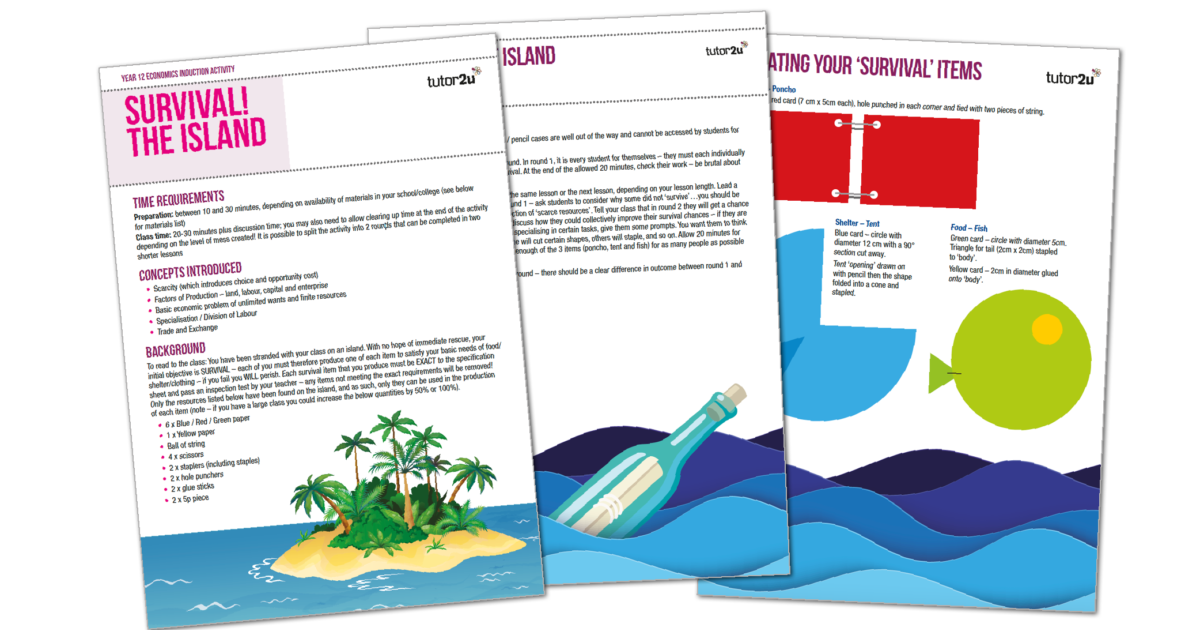 Teaching Activity | Survival! The Island (Induction) | Economics | tutor2u