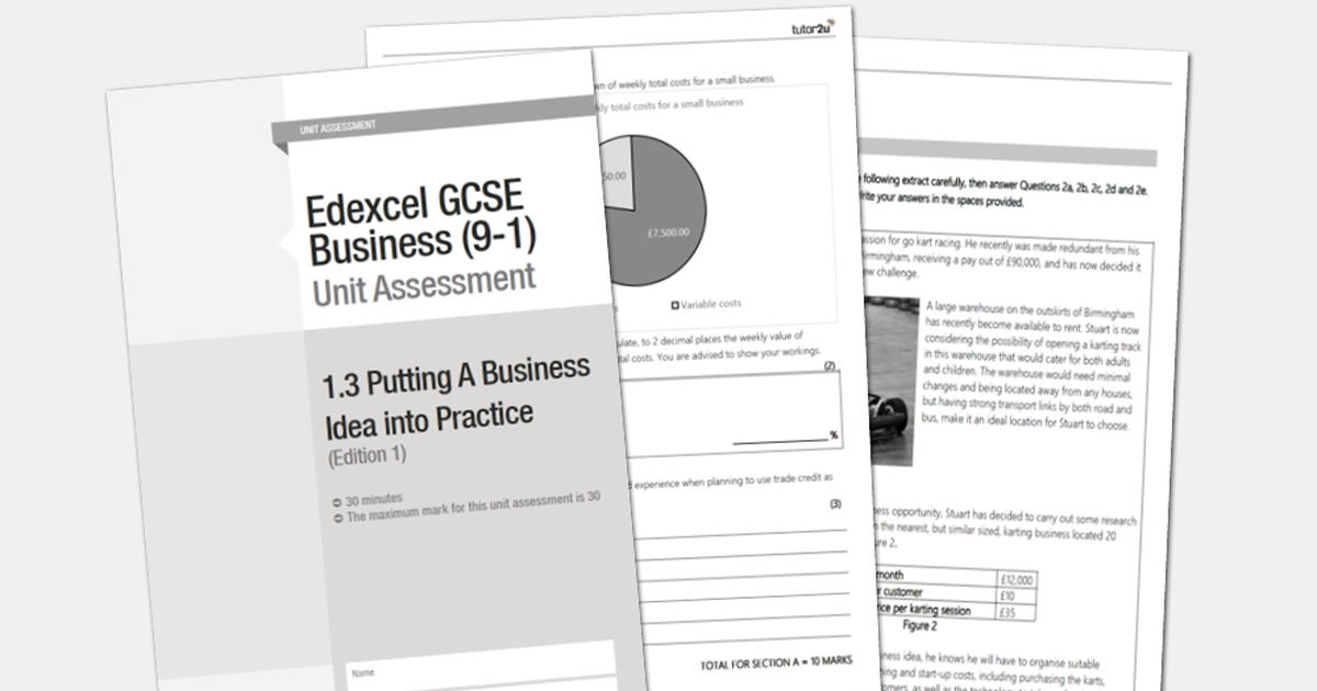 Edexcel GCSE (9-1) Business Unit Assessment for Theme 1.3 | Business ...