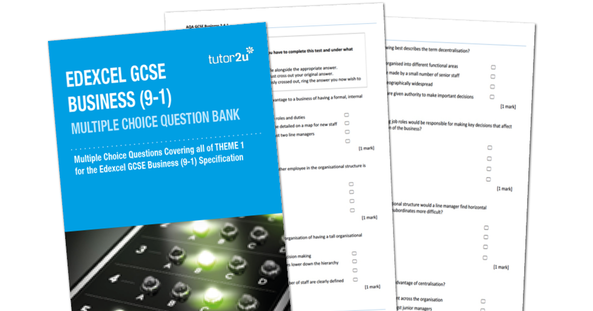 Edexcel GCSE (9-1) Business MCQ Question Bank Theme 1 | Business | tutor2u