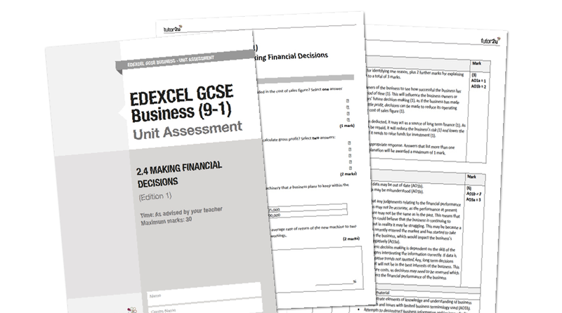 Edexcel GCSE (9-1 )Business Unit Assessment for Theme 2.4 | Business ...