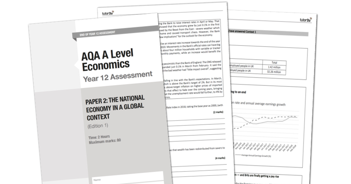Year 12 Assessment: Paper 2 (Macro) for AQA A Level Economics Edition 1 | Economics | tutor2u