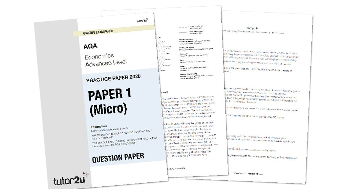 AQA A Level Economics Practice Paper 1 (Micro) | 2020 Edition ...