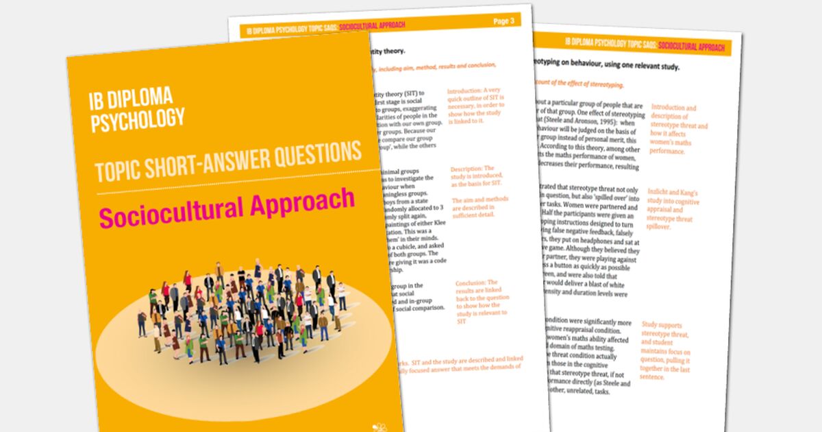 Sociocultural Approach: IB Diploma Psychology Short Answer Questions ...