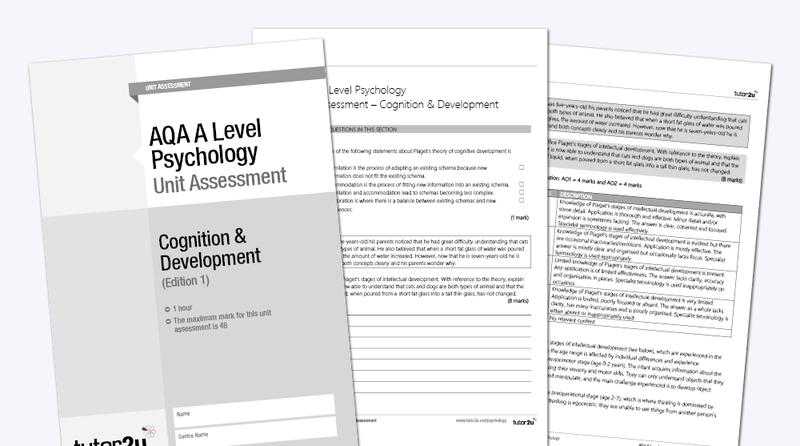 Cognition & Development: AQA A Level Psychology Unit Assessment ...