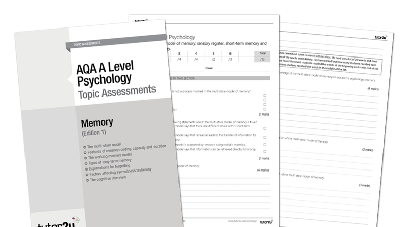 Memory: Topic Assessments for AQA A-Level Psychology Edition 1 ...