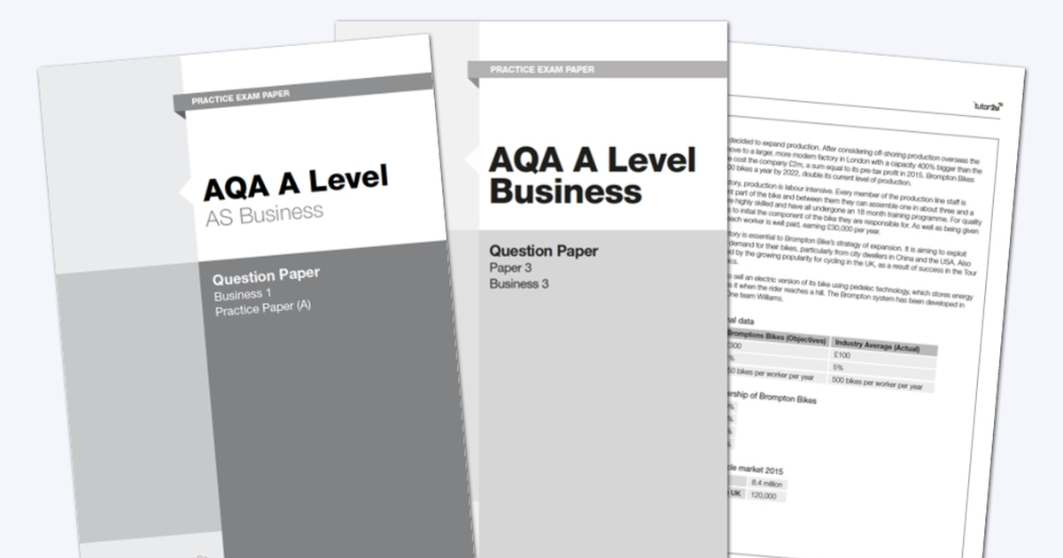AQA A Level Business Practice Exam Papers | Business | tutor2u